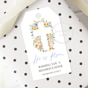 He is Risen Easter Gift Tag Printable, Editable Jesus Religious Cookie ...