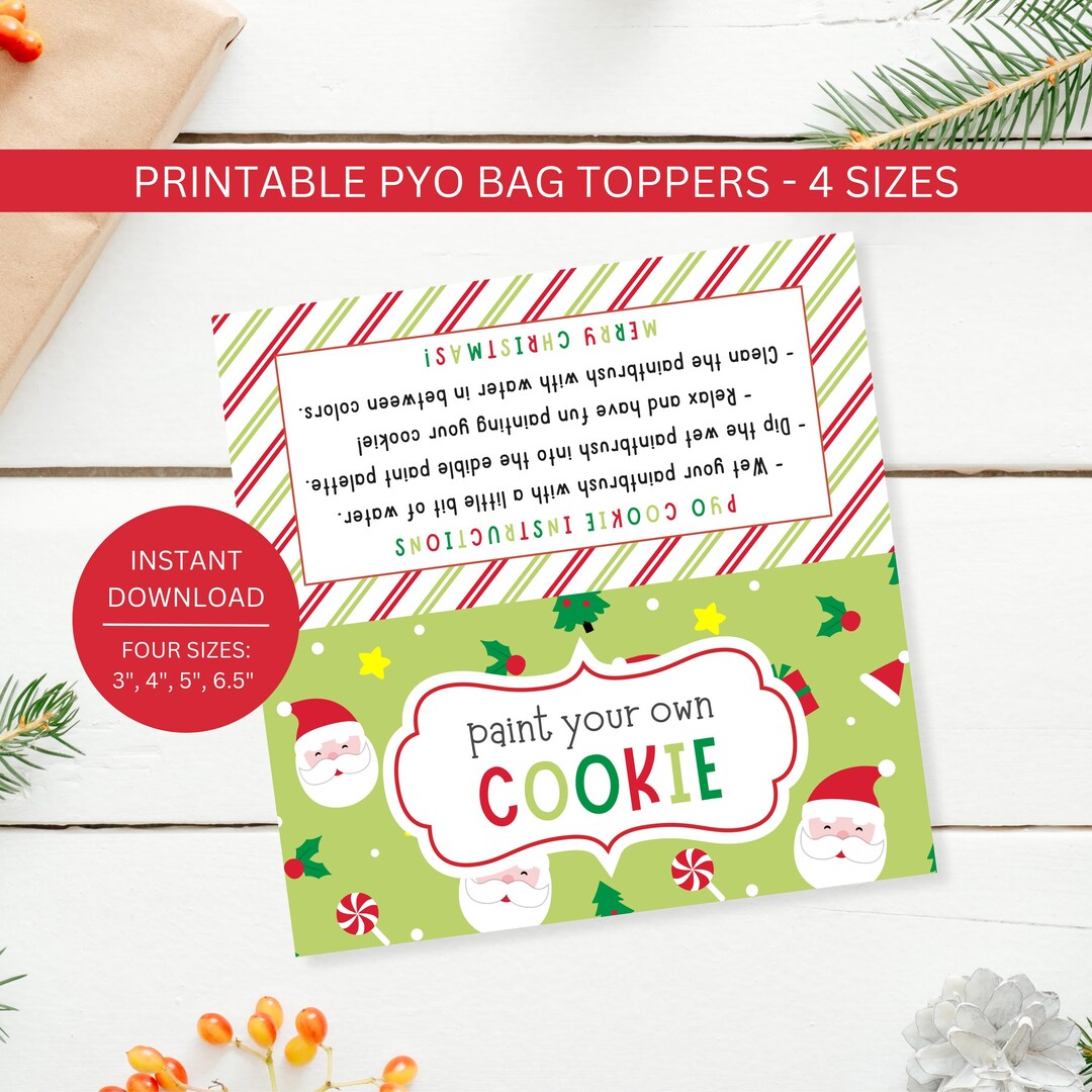 PYO Cookie Bag Toppers Santa Claus Christmas Instructions Printable ...