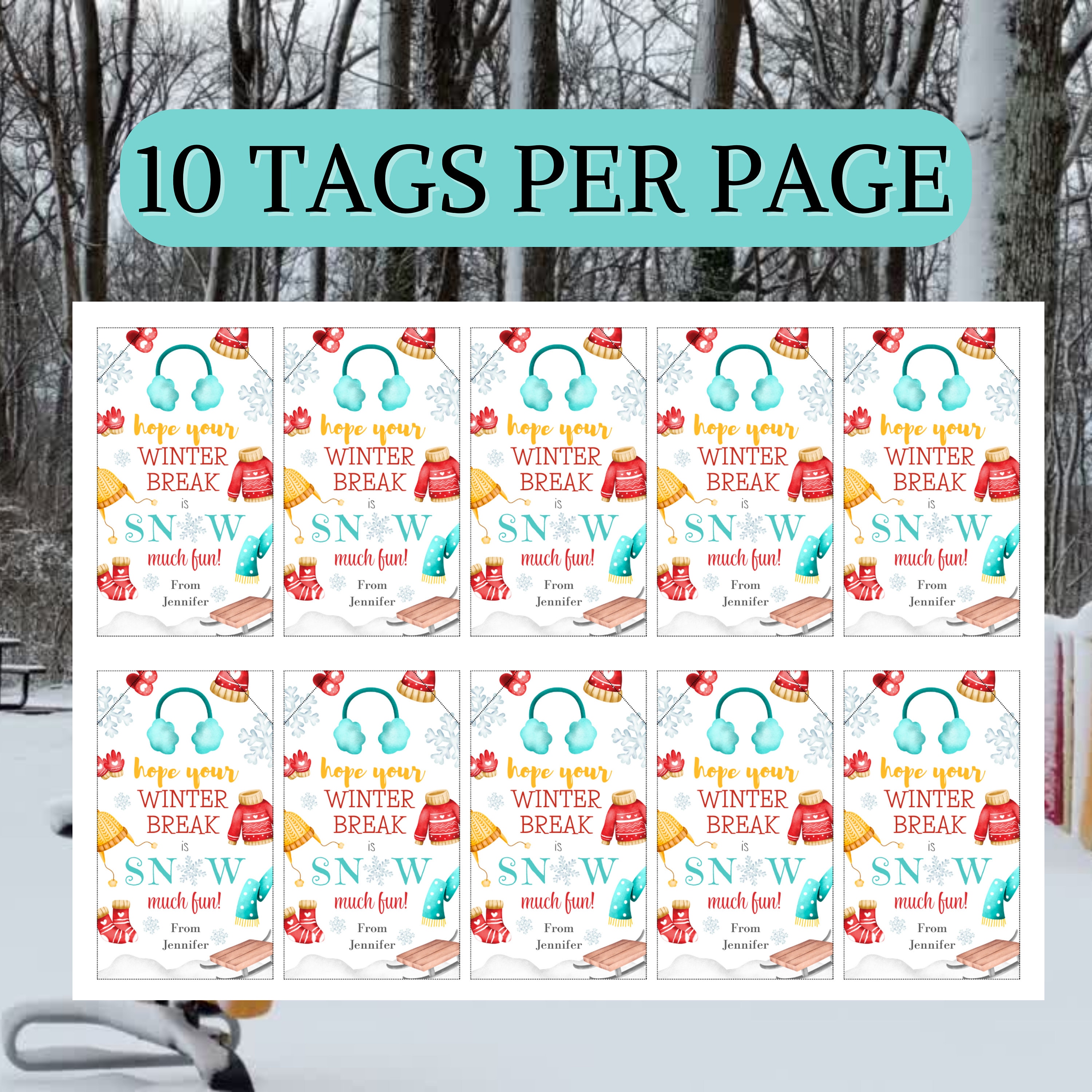 Snow Much Fun Winter Break Gift Tags, Class School Editable Holiday ...