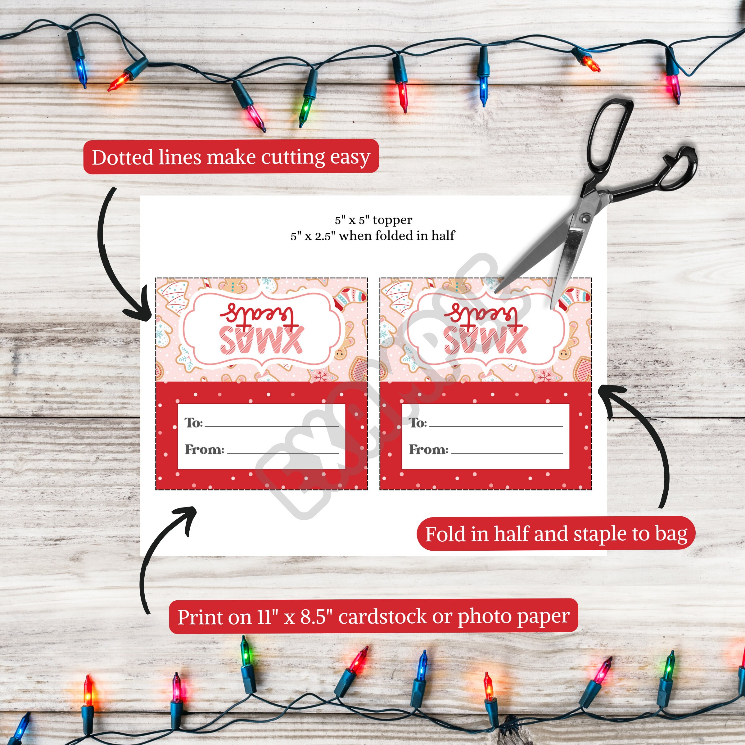 Christmas Bag Toppers Printable, Class Gift Holiday Cookie Treats Candy ...