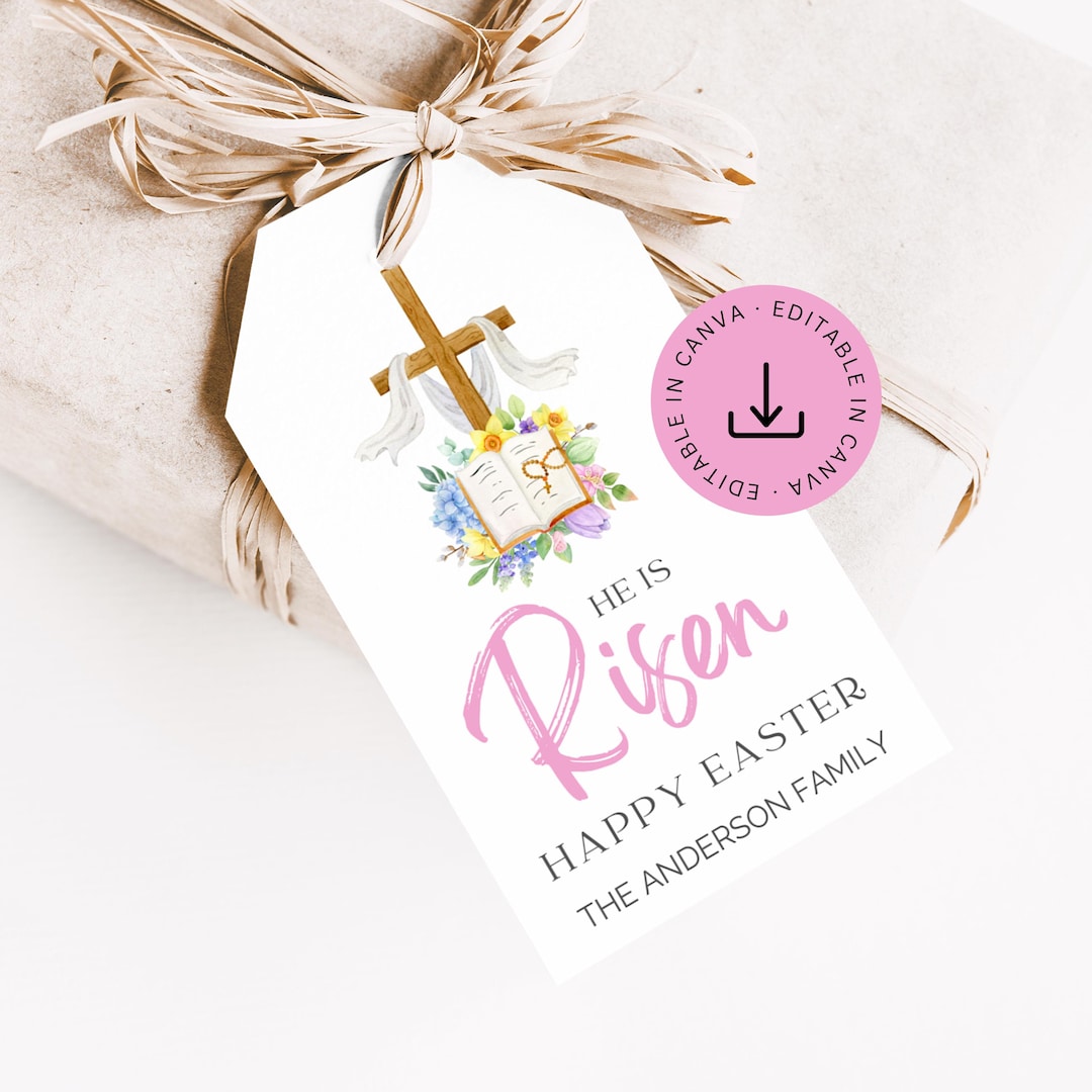 He is Risen Easter Gift Tag Editable Template, Printable Jesus ...