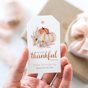 So Very Thankful for You Editable Gift Tag, Personalized Custom Fall ...