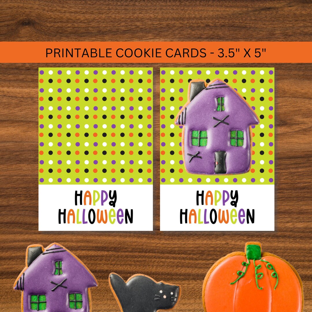Halloween Cookie Card Backers Printable, Happy Halloween Orange Green ...