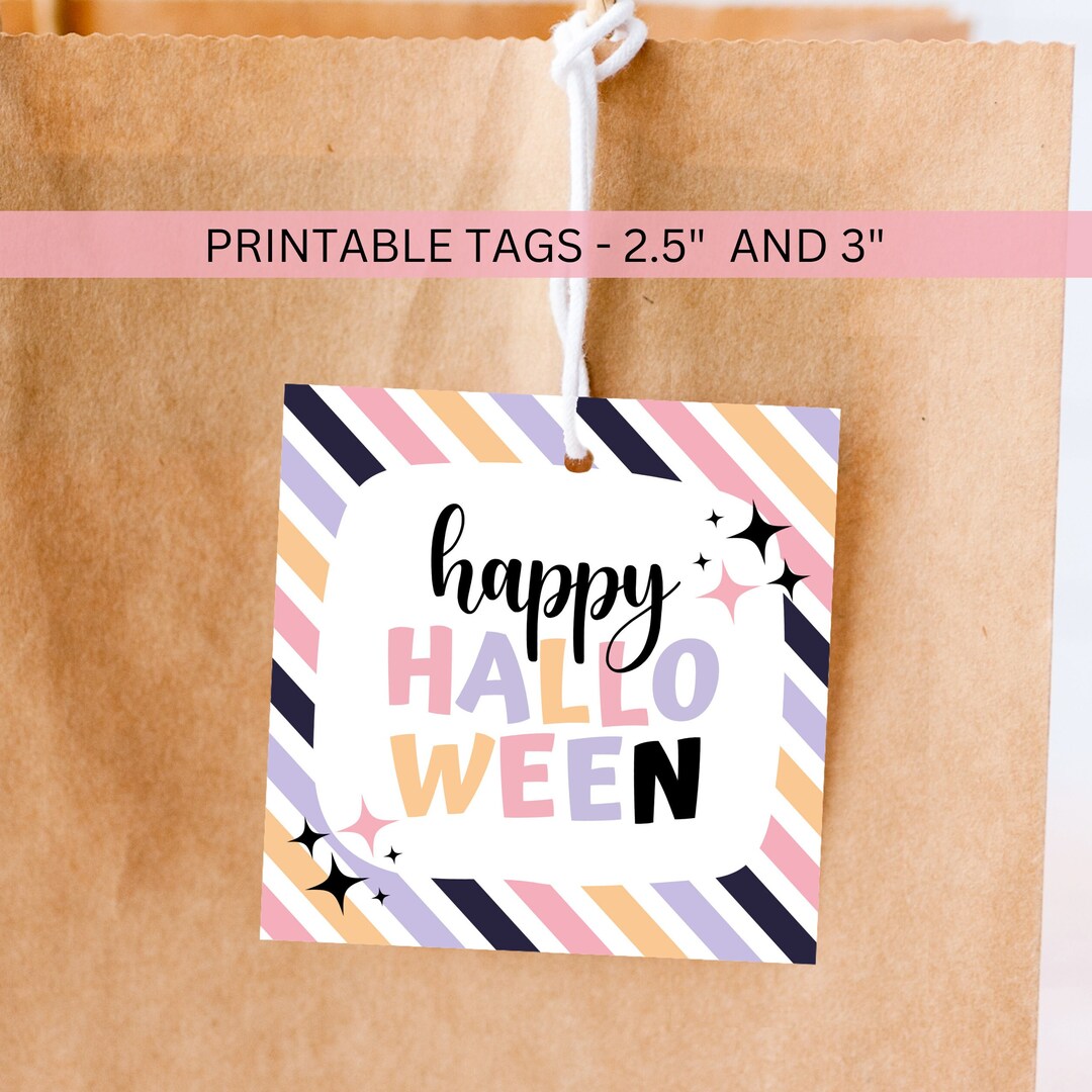 Pastel Halloween Cookie Tag Printable, Pink Purple Downloadable Gift ...