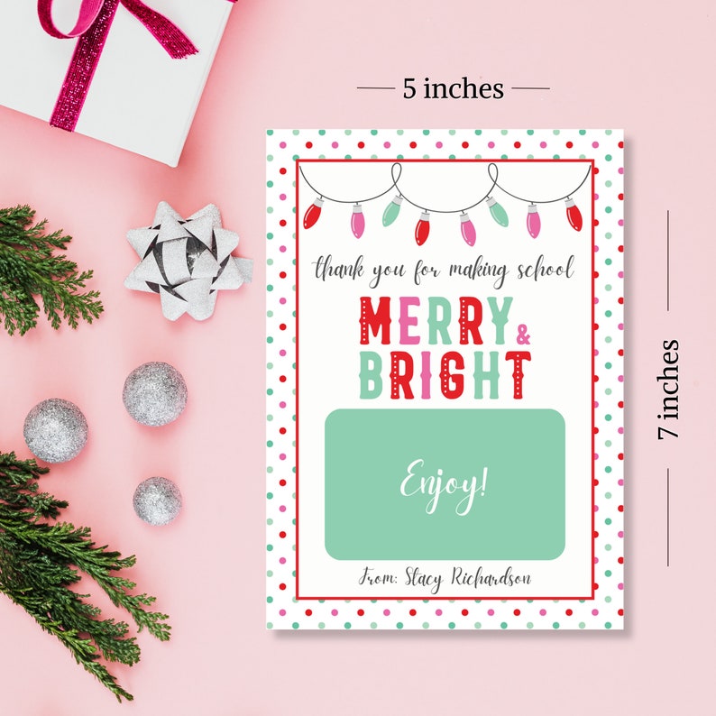 Teacher Christmas Gift Card Holder Editable, Printable Holiday ...