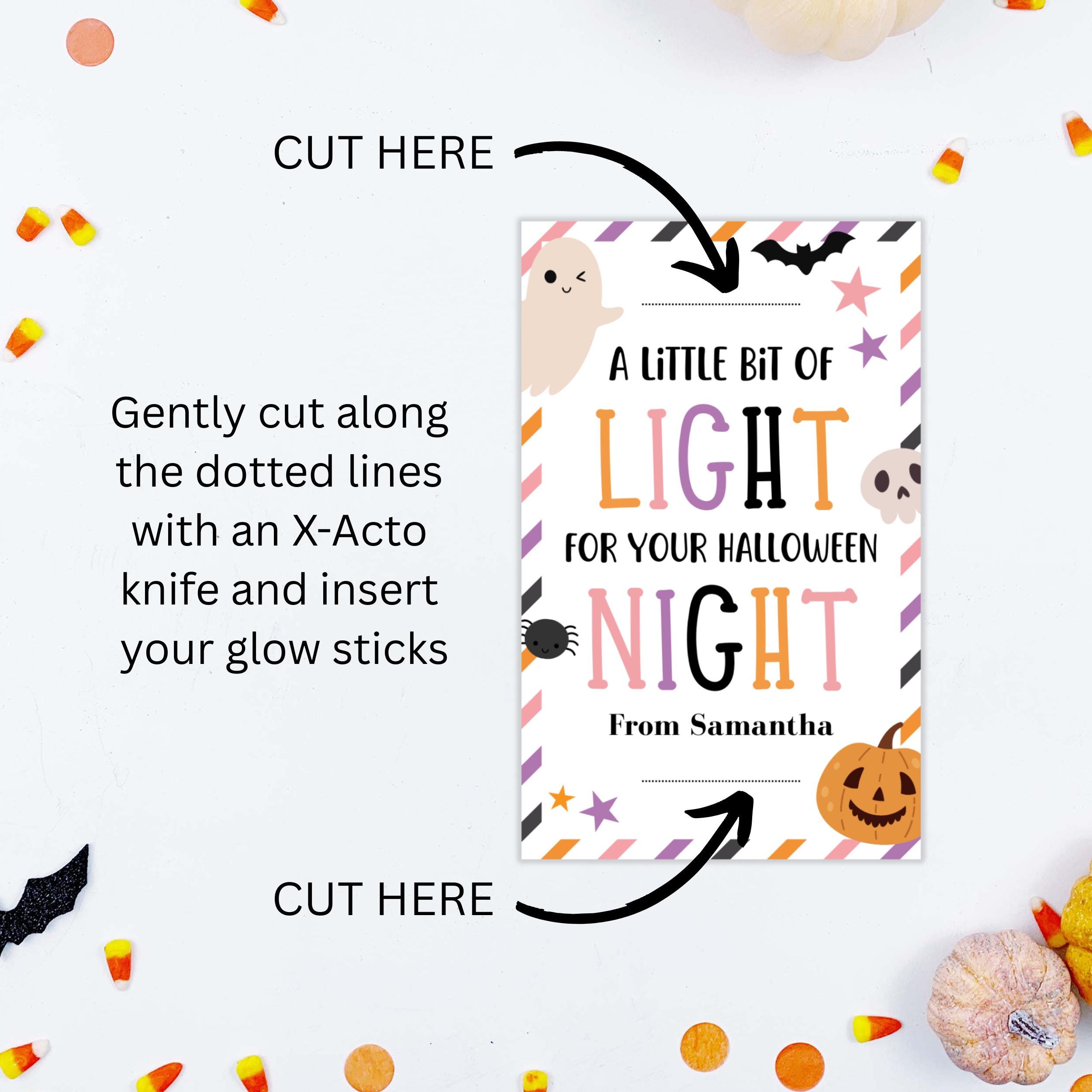 Glow Stick Halloween Tag Printable, A Little Light Editable Glow Stick ...