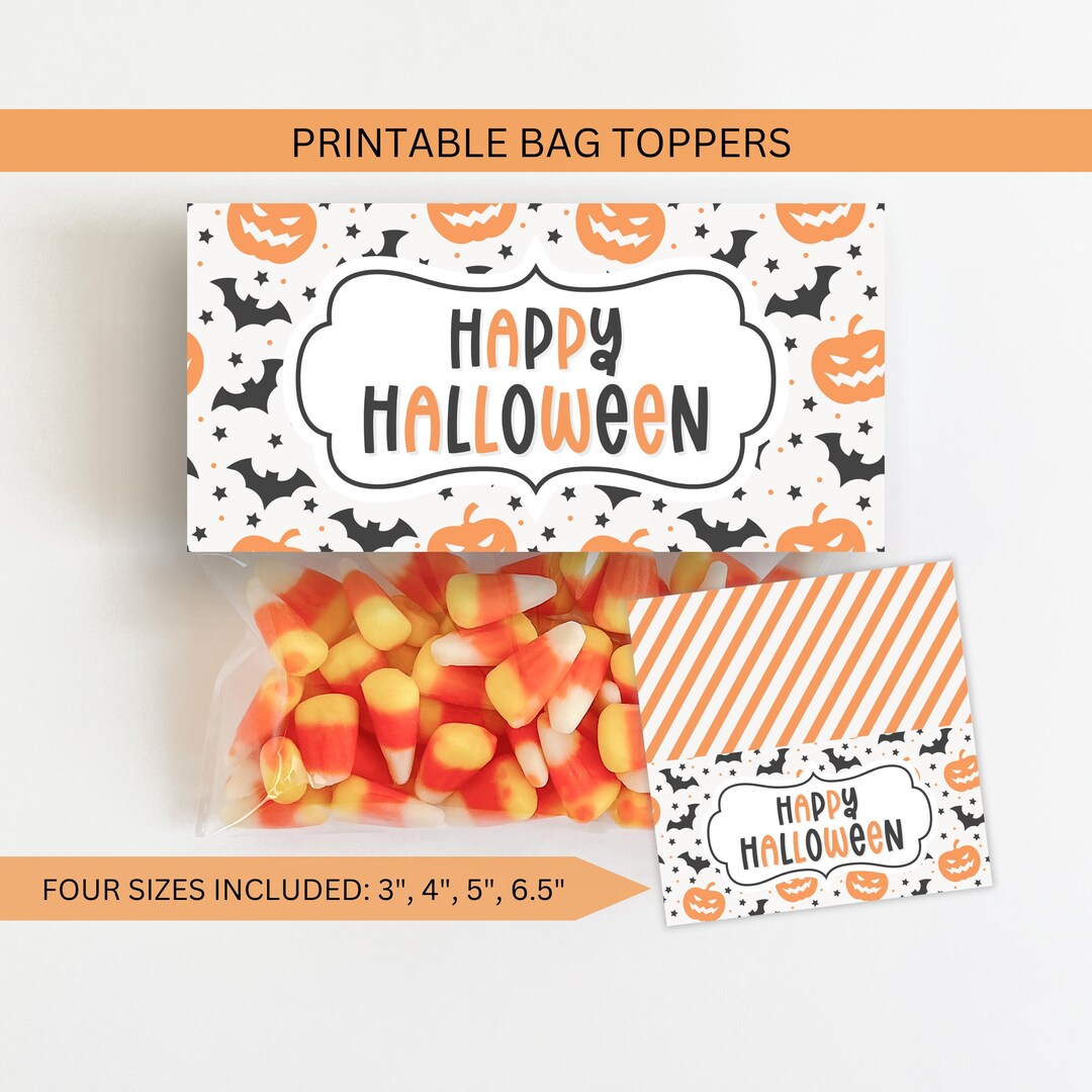 Printable Happy Halloween Cookie Bag Topper, Spooky Cookie Sleeve ...