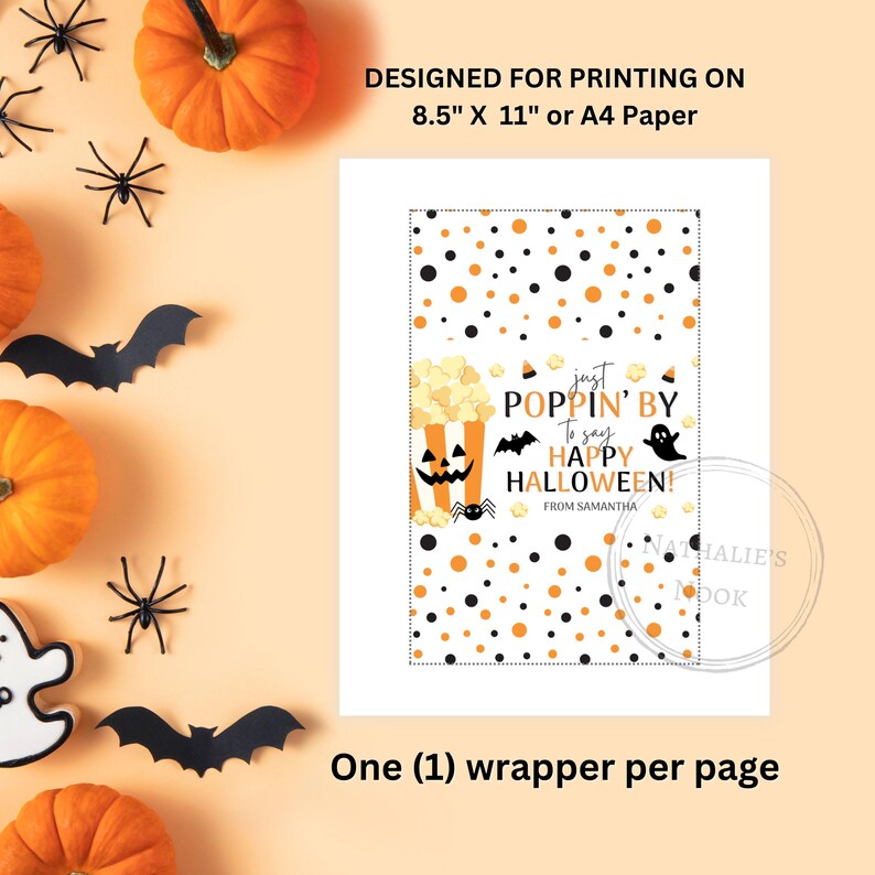 Halloween Popcorn Wrappers Editable Template, Customizable Printable ...