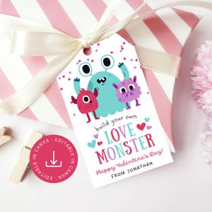 Make Your Own Monster Valentine Printable Boy Tag, Build Your Own ...