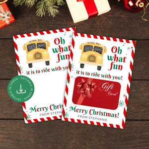 School Bus Driver Christmas Gift Card Holder Editable File, Printable ...