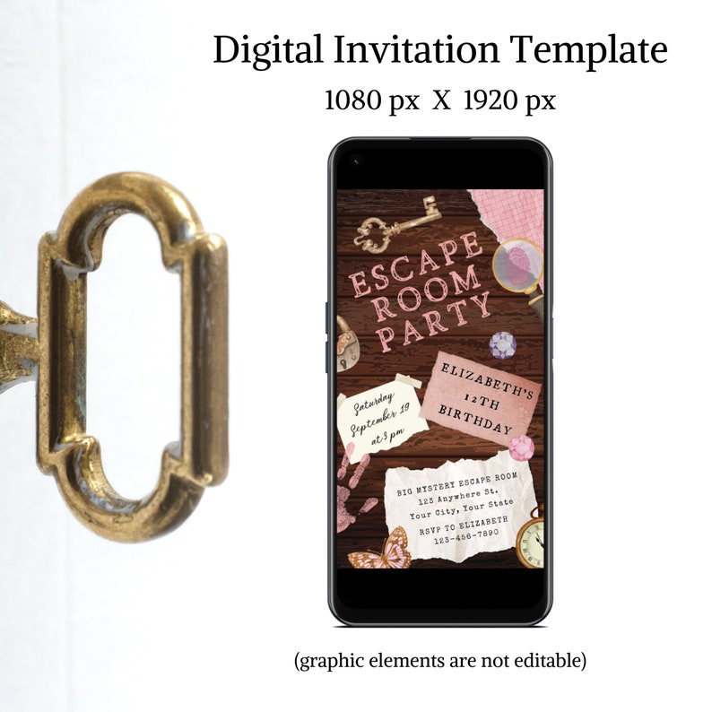 Escape Room Birthday Invitation Girl, Escape Room Invite Kids Teenager ...