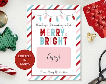Teacher Christmas Gift Card Holder, Printable Holiday Custodian School ...