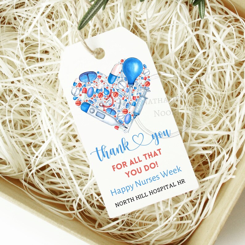 Nurse Appreciation Gift Tag Editable, Printable Happy Nurses Week Thank ...