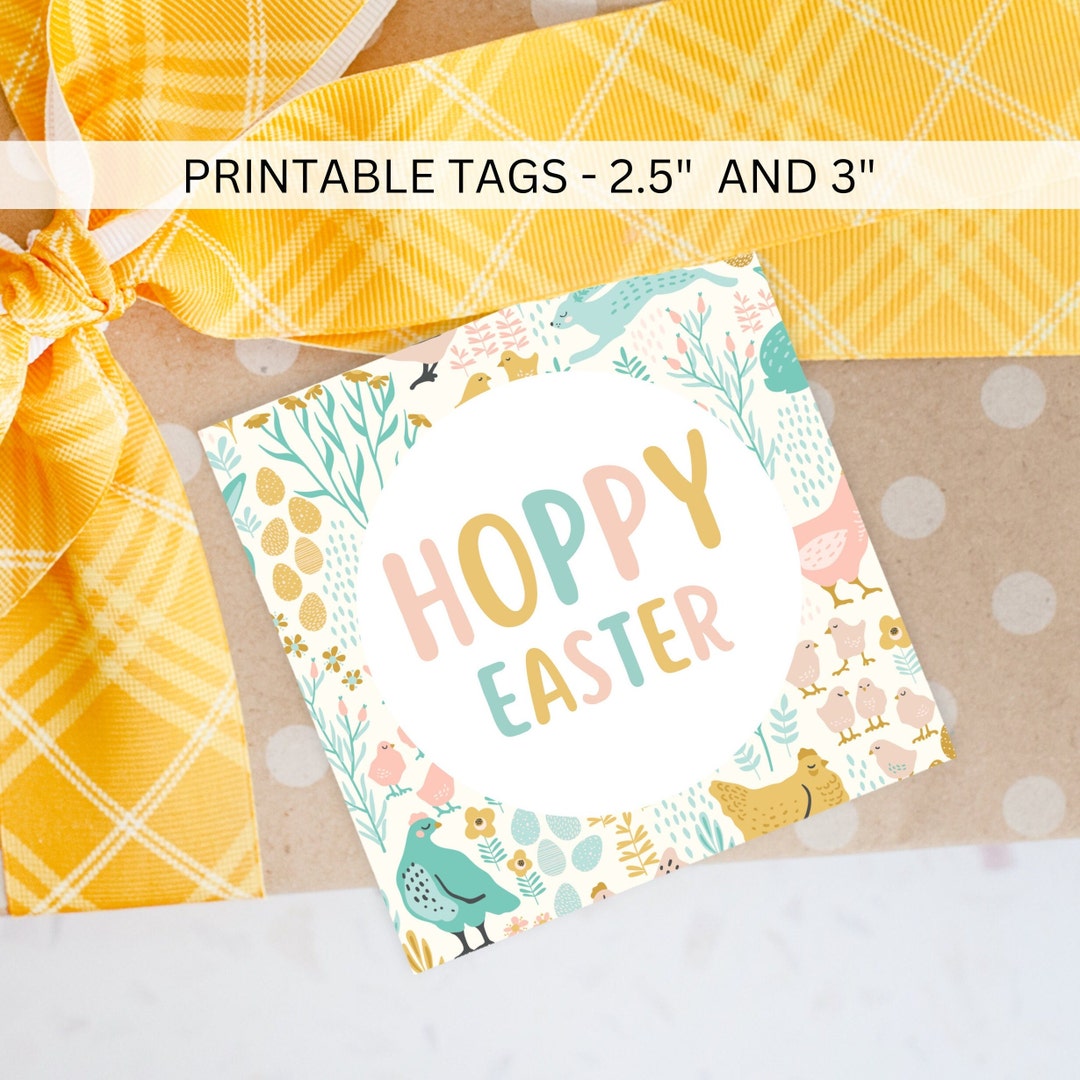Hoppy Easter Gift Tag Printable, Downloadable Cute Pastel Cookie Easter ...