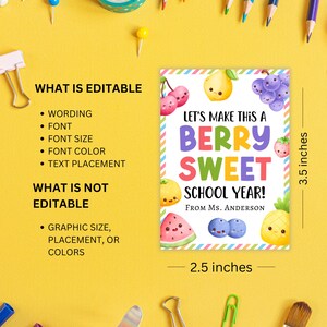 First Day of School Fruit Snack Tag Editable, Student Printable Gift ...