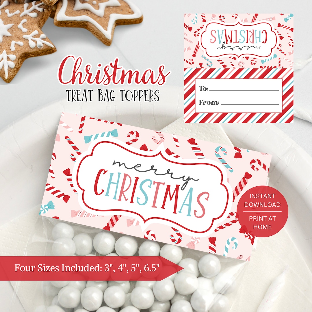 Merry Christmas Bag Toppers Printable, Class Gift Holiday Cookie Treats ...