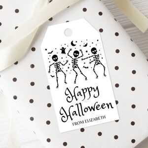 Editable Halloween Favor Tag, Black and White Printable Dancing ...