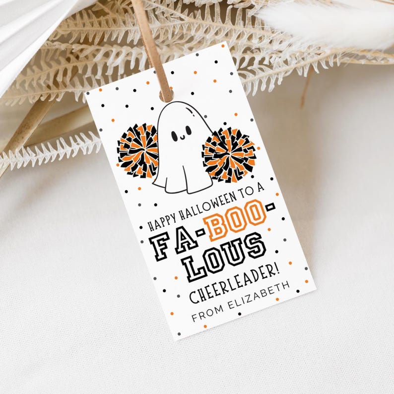 Cheerleader Tag Halloween Editable, Faboolous Ghost Printable Favor ...