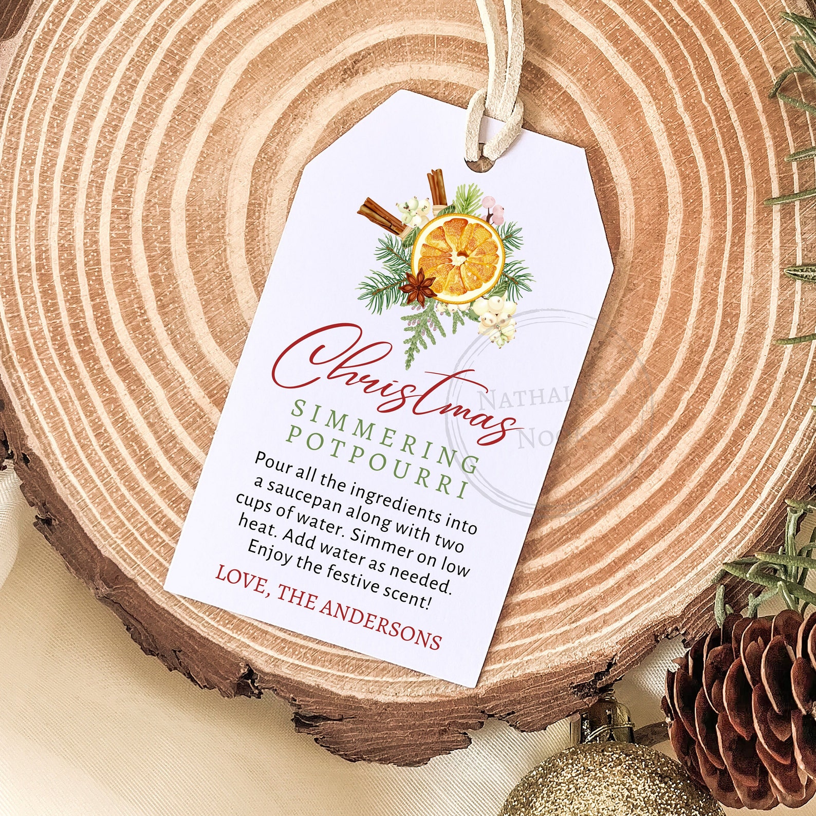 Simmering Christmas Stovetop Potpourri Tag Printable, Editable Homade ...