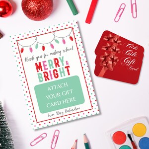 Teacher Christmas Gift Card Holder Editable, Printable Holiday ...