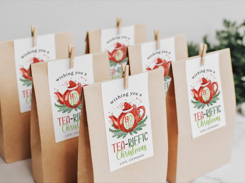 Christmas Tea Tag Editable Template, Tea Bag Printable Holiday Label ...