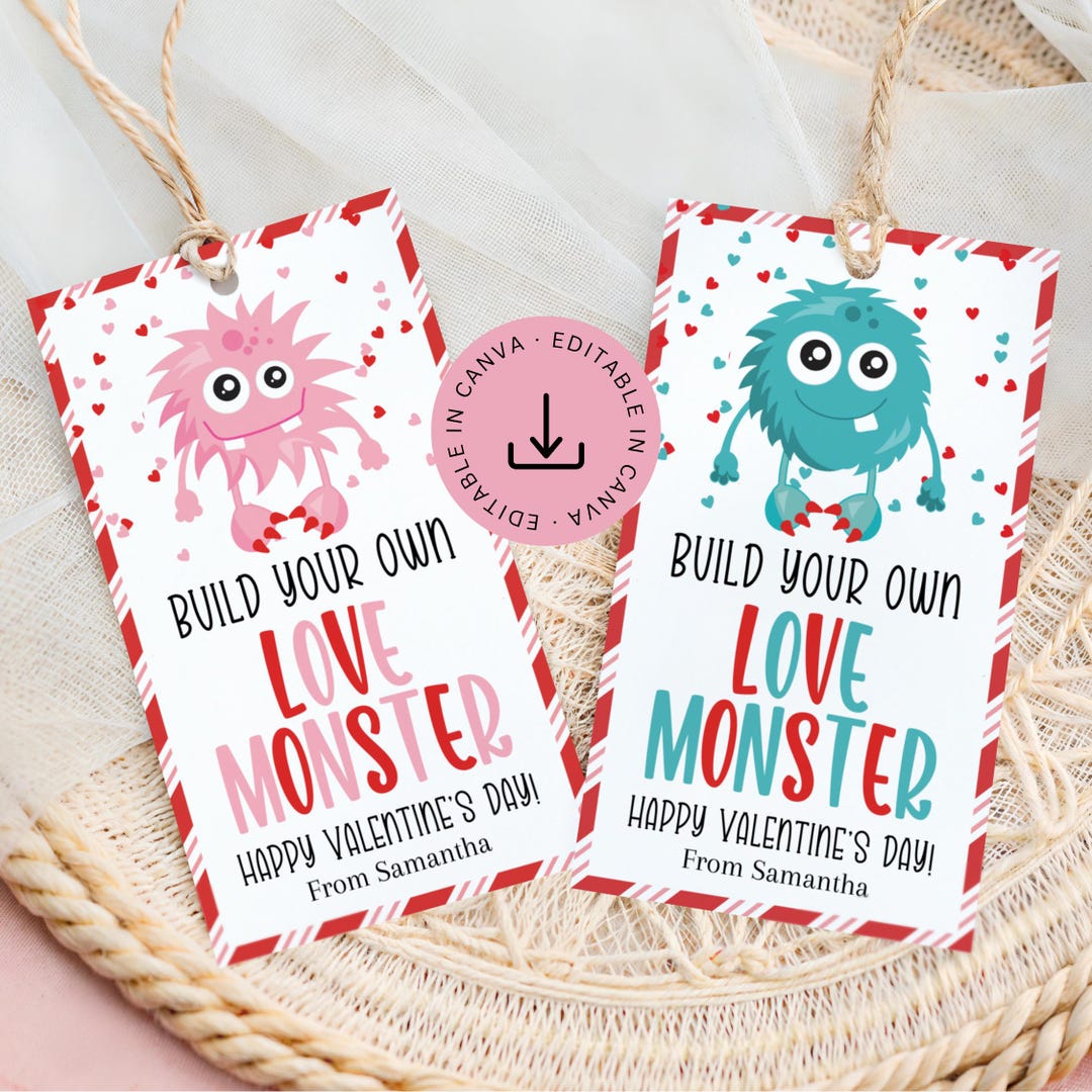 Build Your Own Monster Valentine Printable Tag, Make Your Own Valentine ...
