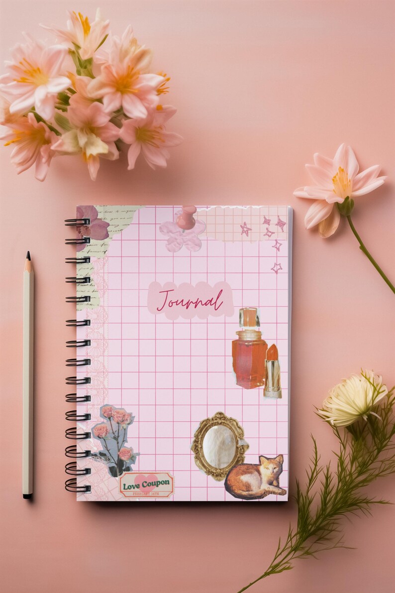 Girly Y2K 6x8 Spiral Notebook - Ruled Line Journal, Cute Stationery for ...