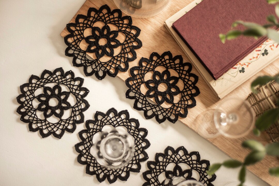 5 Crochet Cup Mat Made to Order Round Doilies Choose Your Colour ...