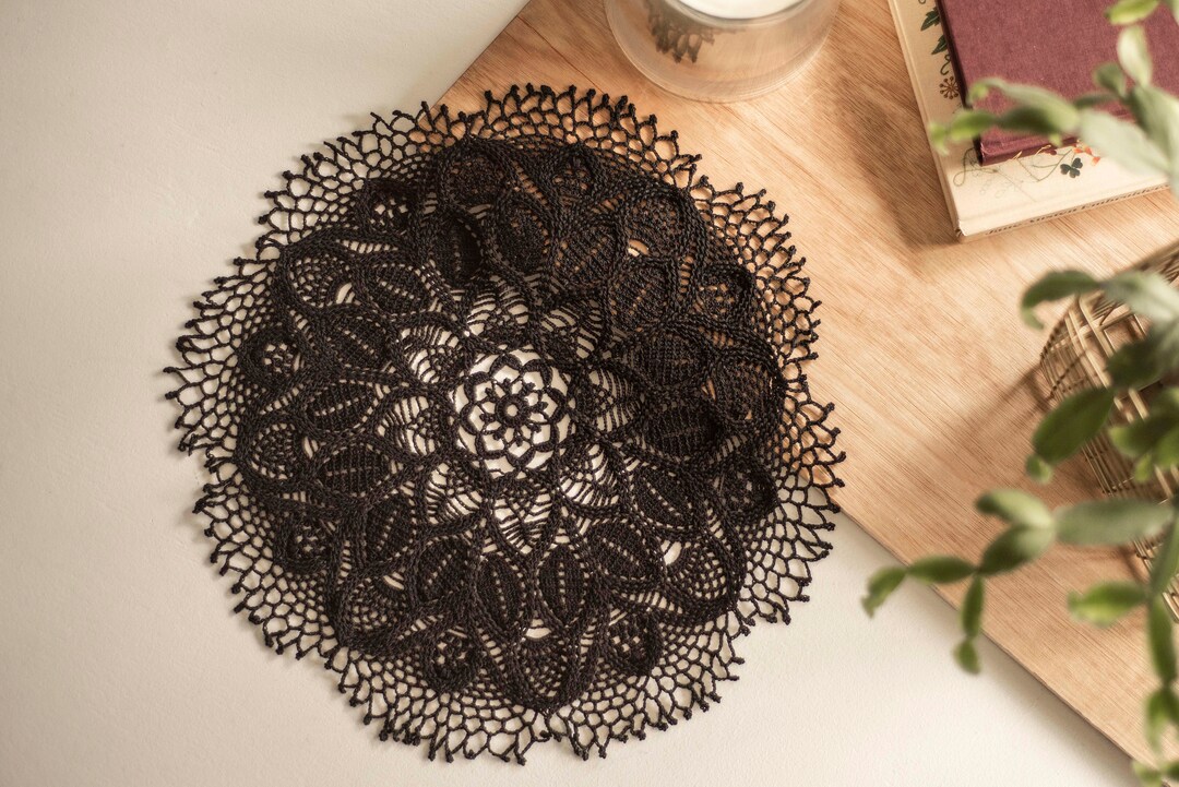 Black Round Doily in Gothic Victorian Style Dark Interior Witch Gift - Etsy