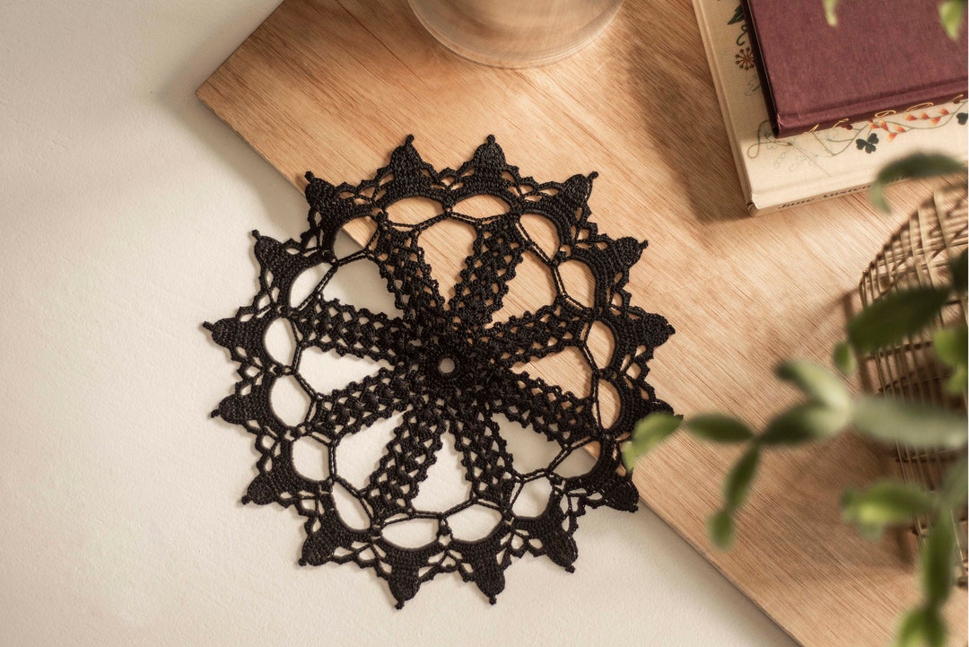 Black Round Doily in Gothic Victorian Style - Dark Interior - Gothic ...
