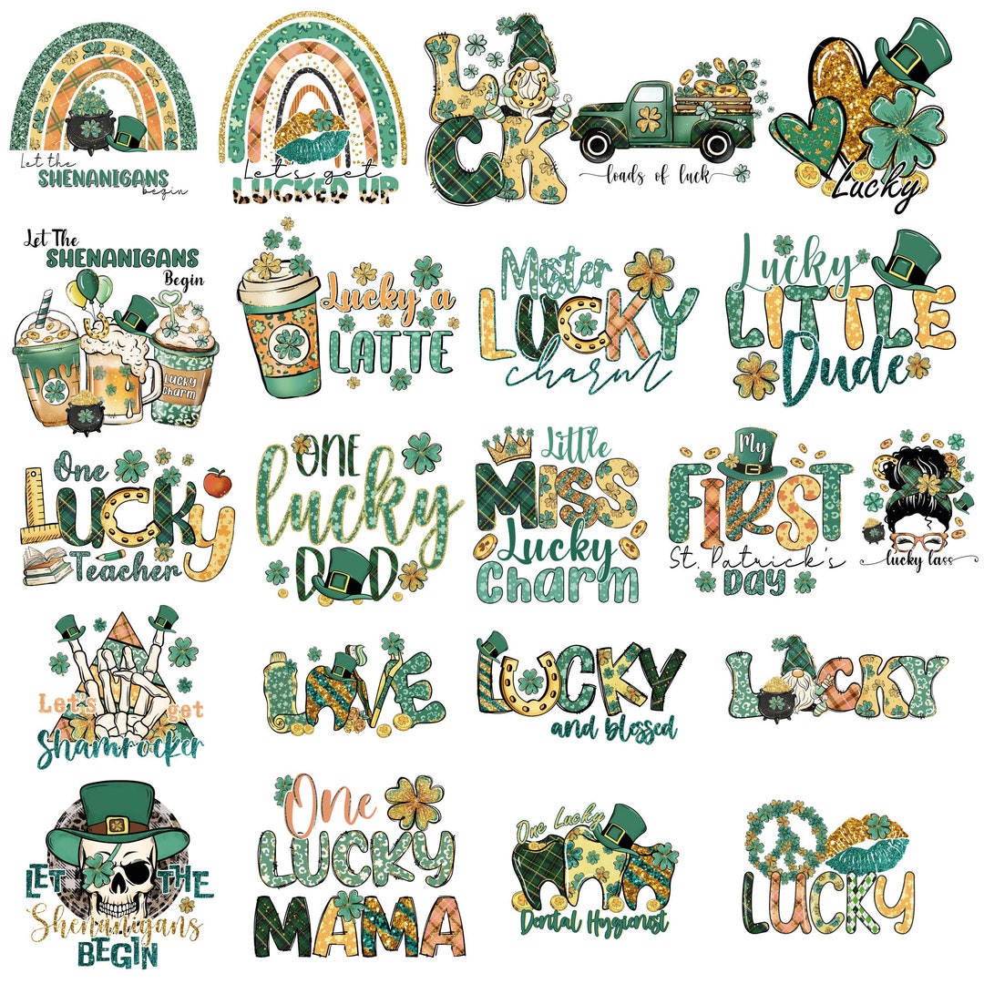 Retro St Patrick's Png Bundle, St Patricks Day, Shamrocks Png, St ...