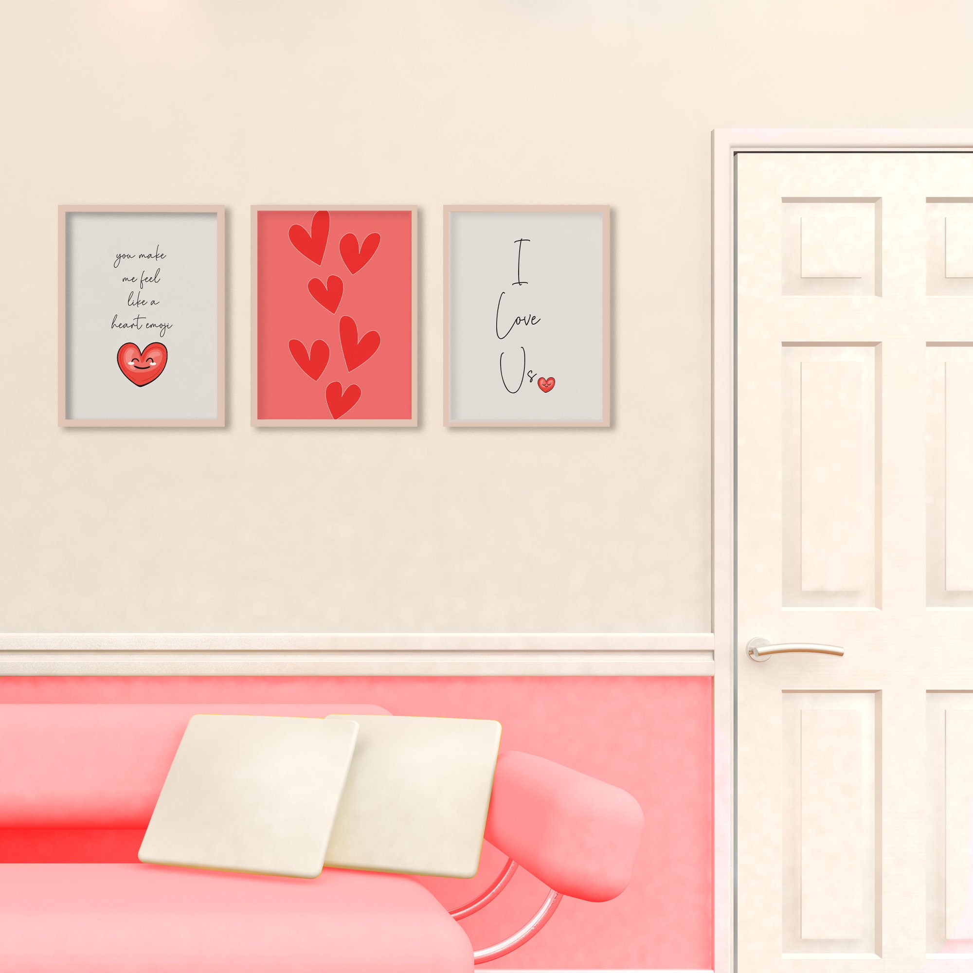 You Make Me Feel Like Heart Emoji Wall Art Set of 3 Wall Art Valentine ...