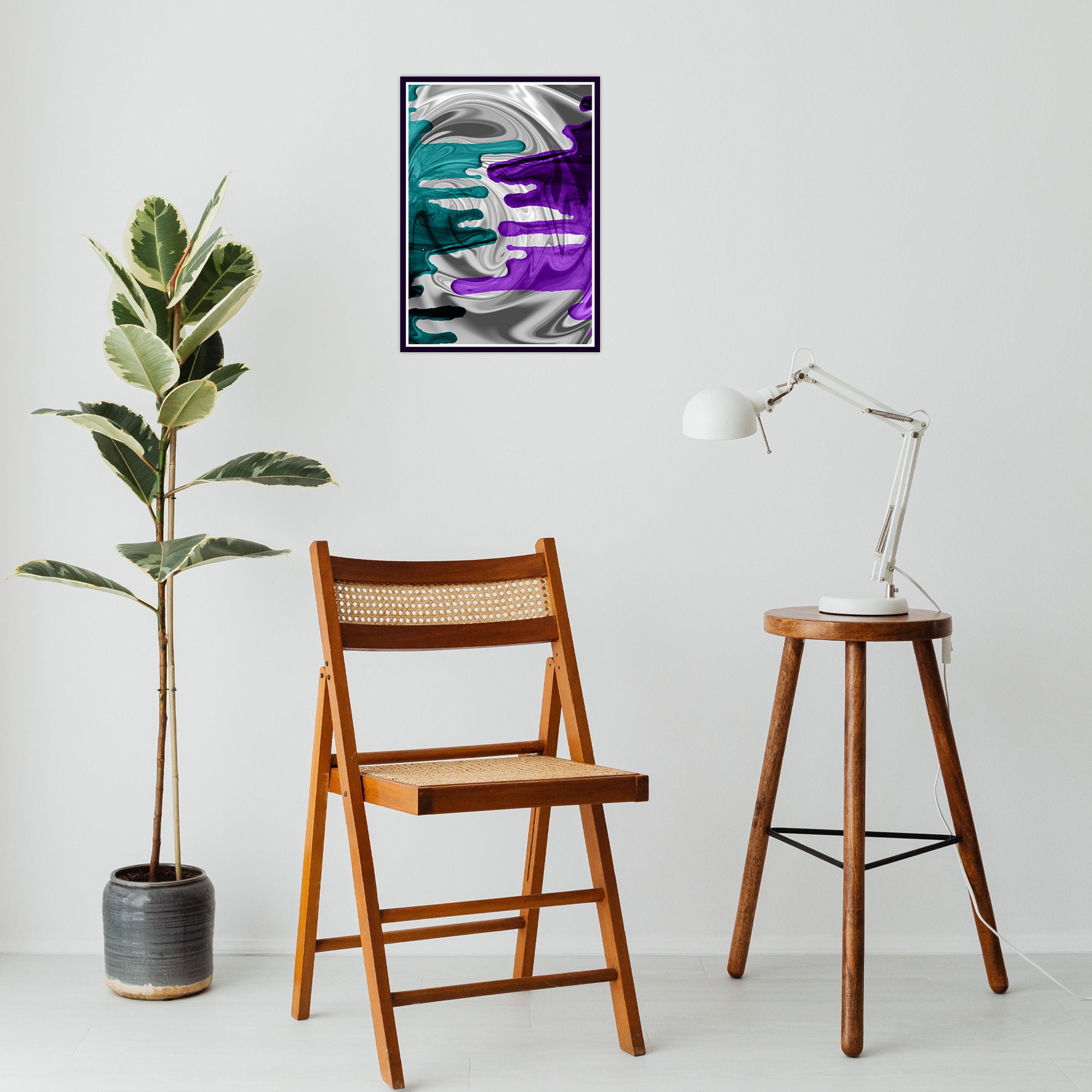 Teal Purple Watercolor Wall Art Teal Violet Paint Color Splash ...