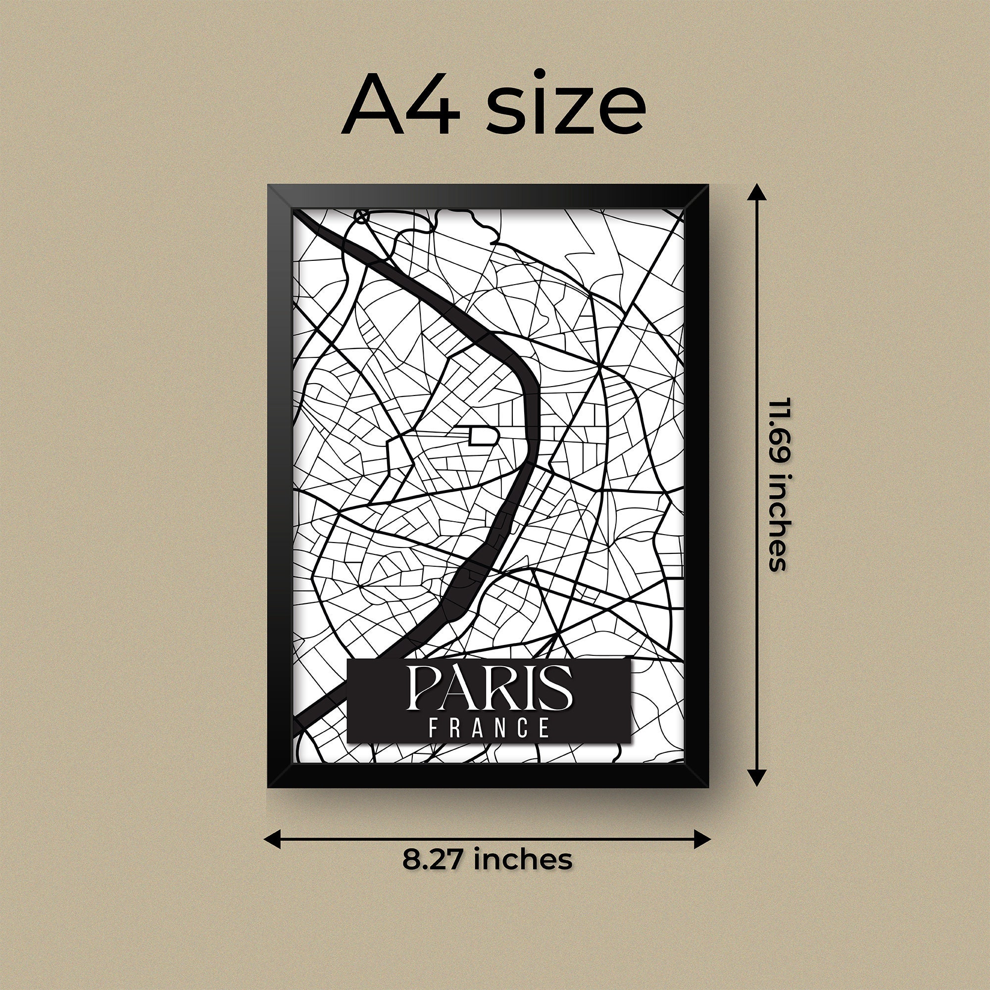 Map of Paris France Printable Wall Art Digital Prints - Etsy