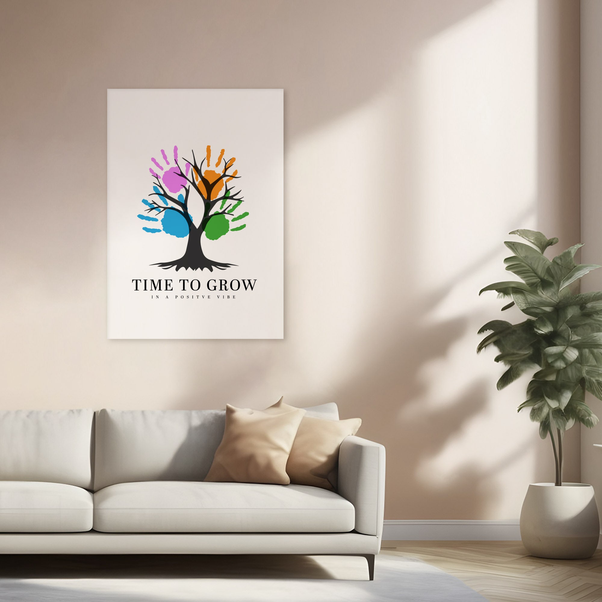 Time to Grow Wall Art Tree Handprint Art Motivational Art Print Four ...