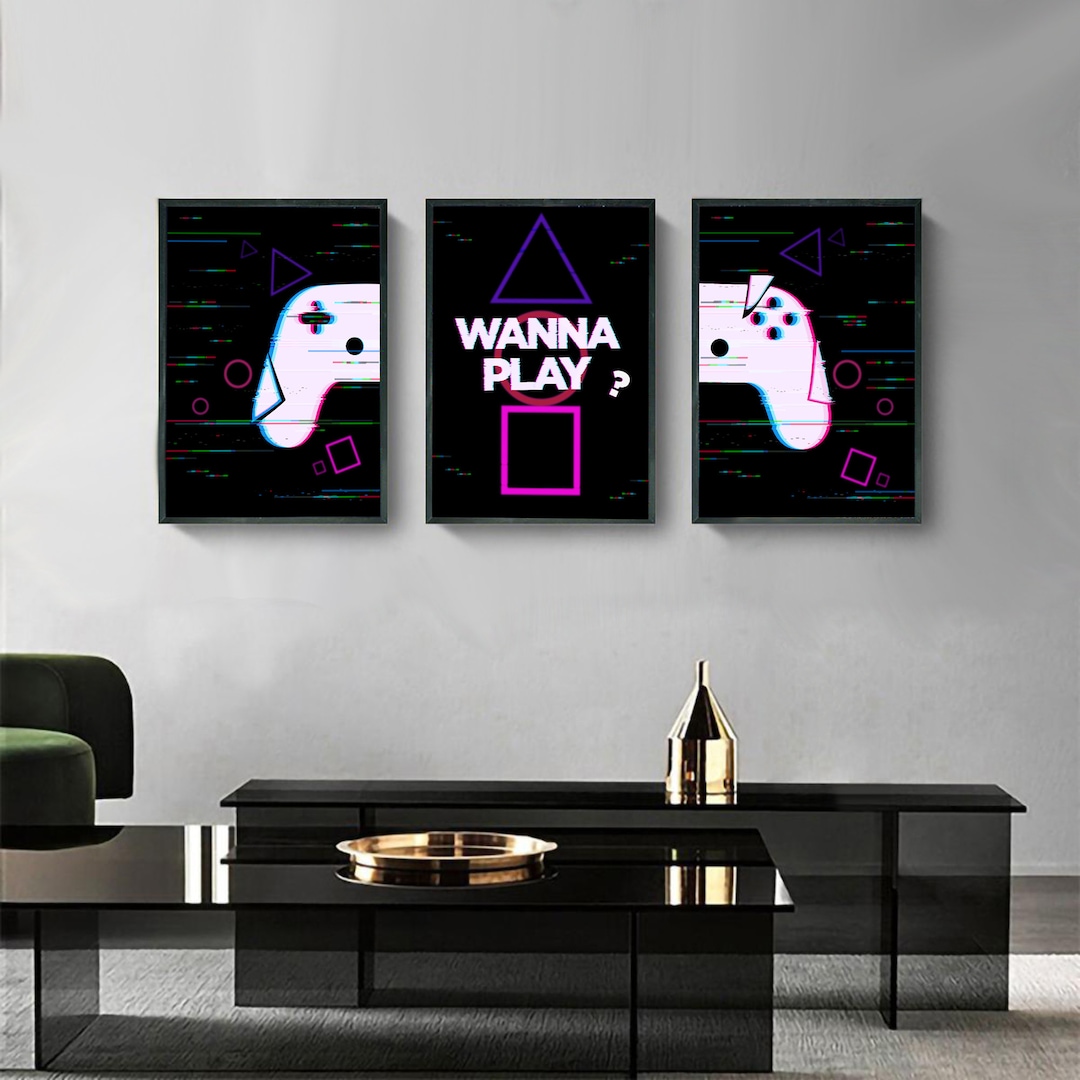 Wanna Play Wall Art Gaming Wall Art Set of 3 Wall Art Gaming Print ...