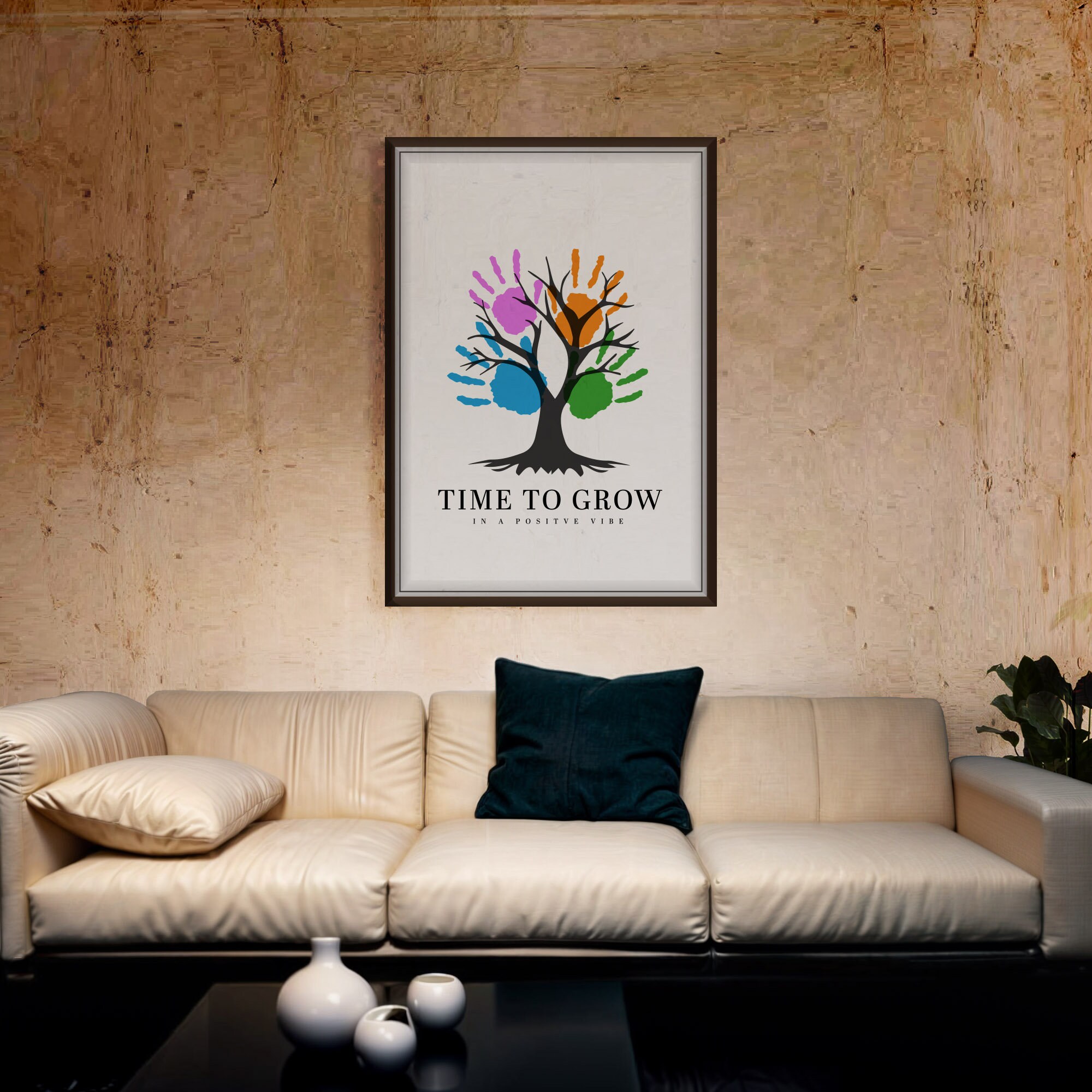 Time to Grow Wall Art Tree Handprint Art Motivational Art Print Four ...
