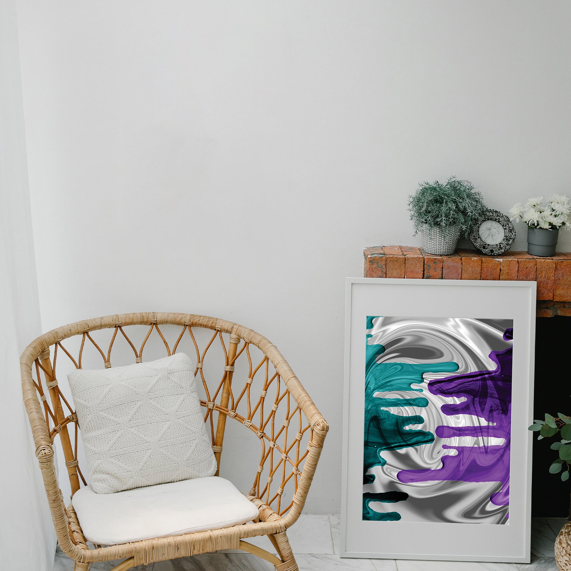 Teal Purple Watercolor Wall Art Teal Violet Paint Color Splash ...