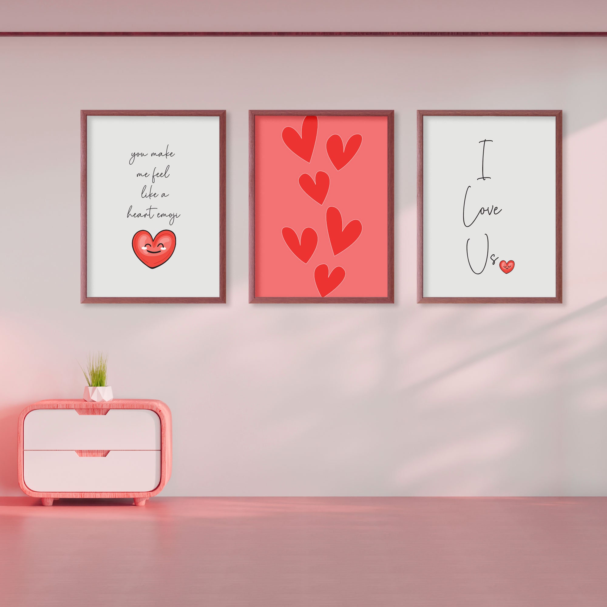 You Make Me Feel Like Heart Emoji Wall Art Set of 3 Wall Art Valentine ...