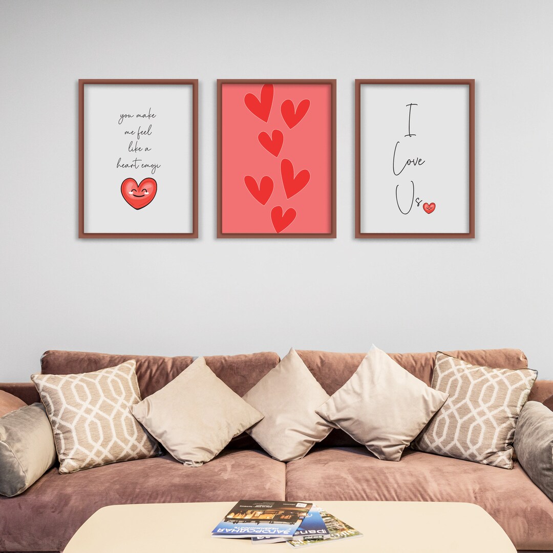 You Make Me Feel Like Heart Emoji Wall Art Set of 3 Wall Art Valentine ...