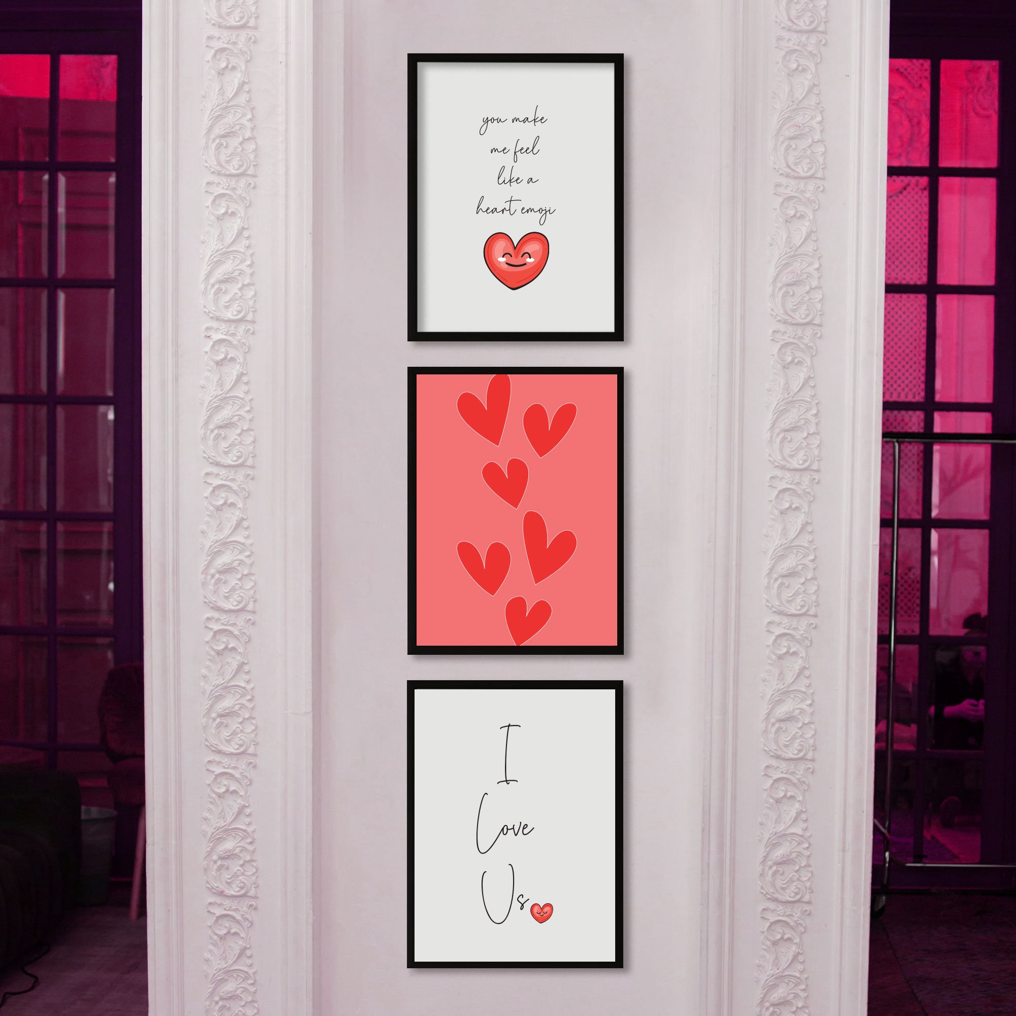 You Make Me Feel Like Heart Emoji Wall Art Set of 3 Wall Art Valentine ...