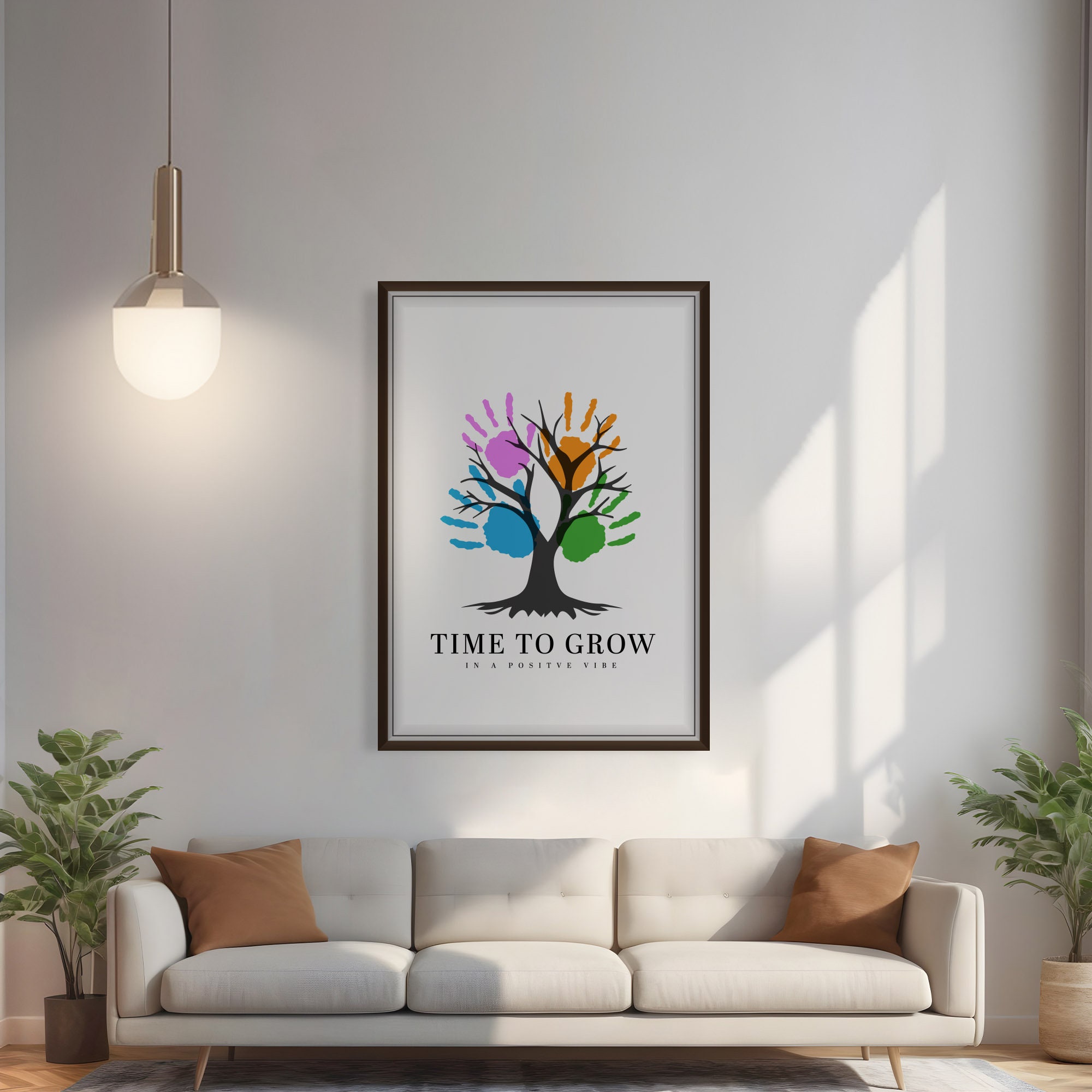 Time to Grow Wall Art Tree Handprint Art Motivational Art Print Four ...