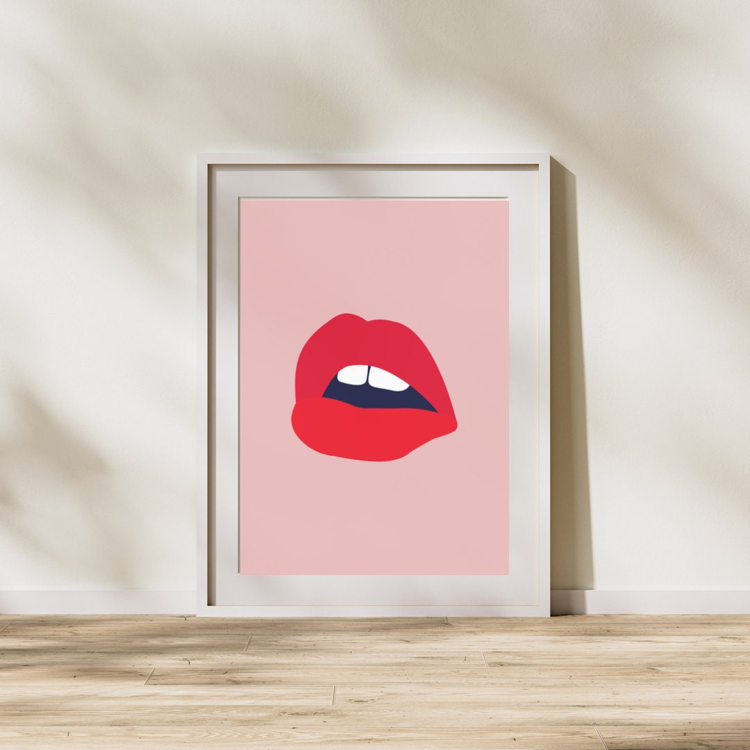 Set of 3 Lip Print-printable Wall Art, Aesthetic Art Print, Preppy ...