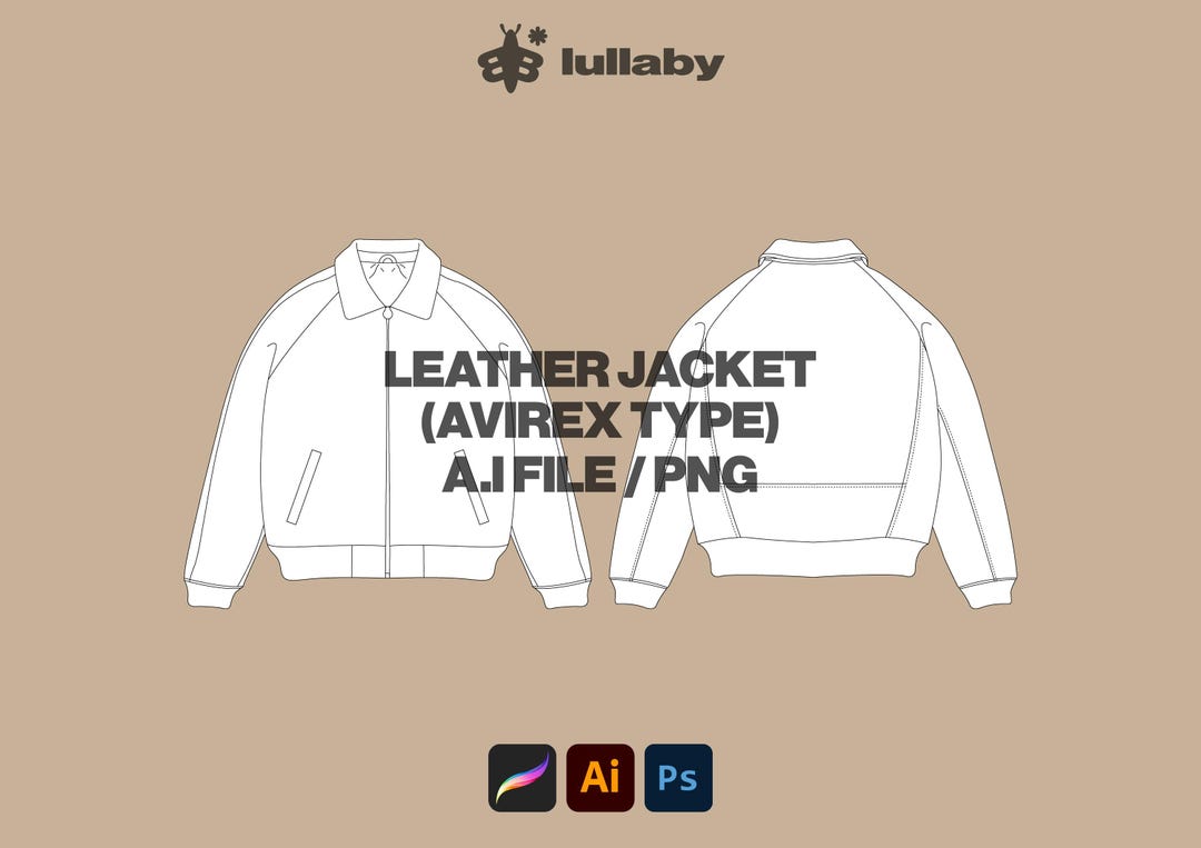 Streetwear Leather Jacket (avirex) Vector Adobe Illustrator, Procreate ...