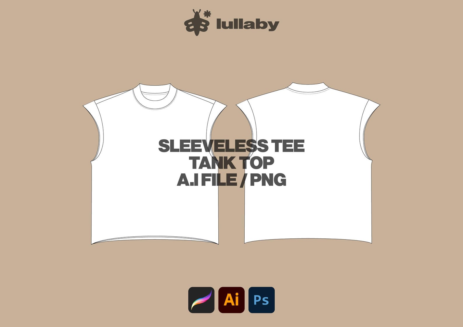 Sleeveless Tee Mockup – Muscle T-shirt Template Tank Top for Procreate ...