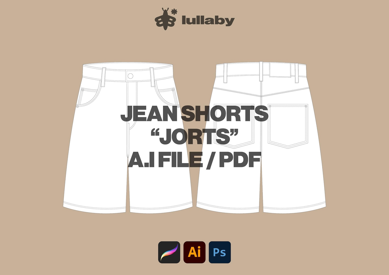Jean Shorts Mockup – Jorts Template for Streetwear Clothing Design ...