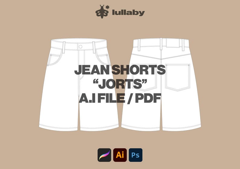 Jean Shorts Mockup – Jorts Template for Streetwear Clothing Design ...