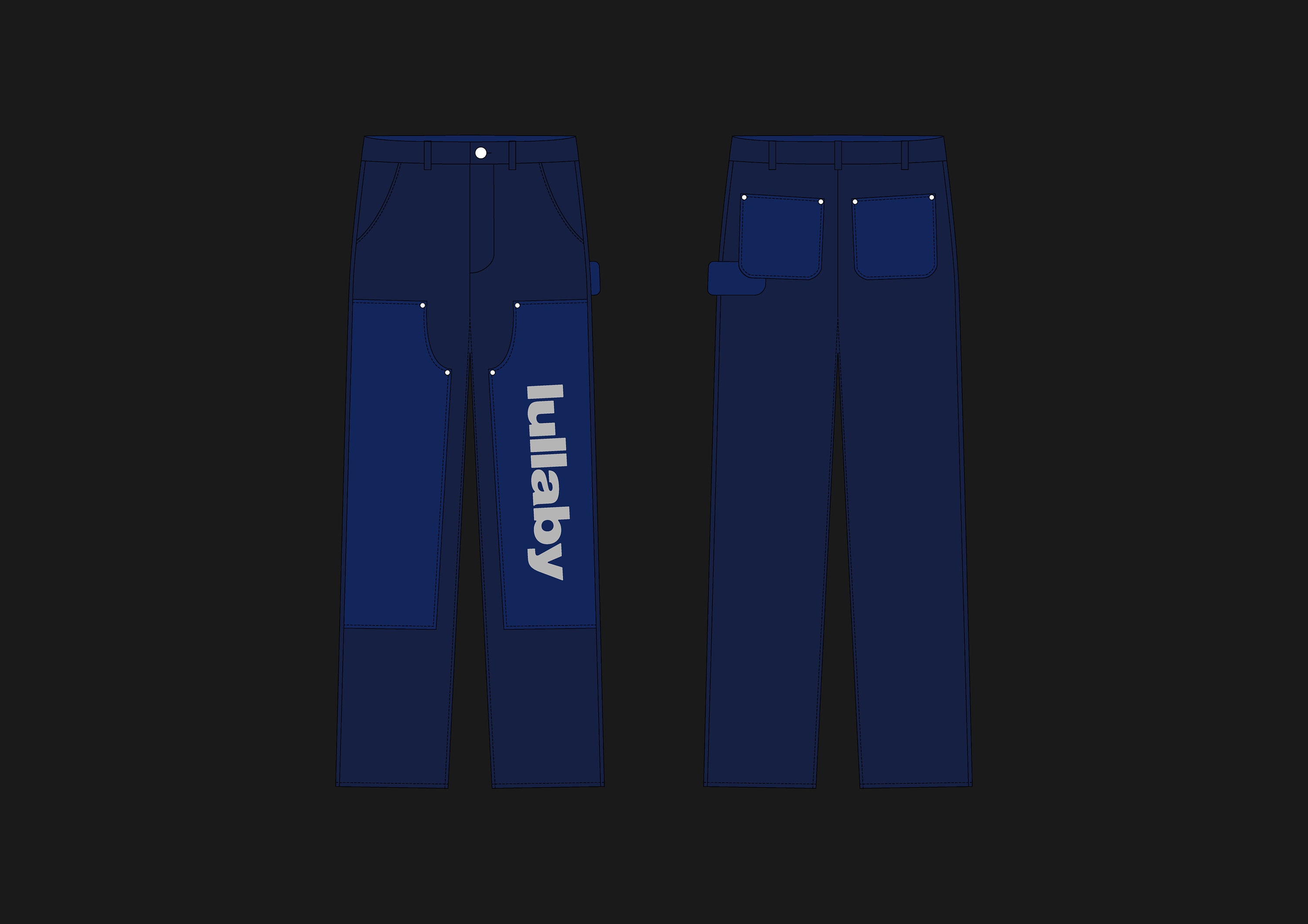Work Pants Mockup Vector Tech Pack Double Knee Mockup Illustrator ...