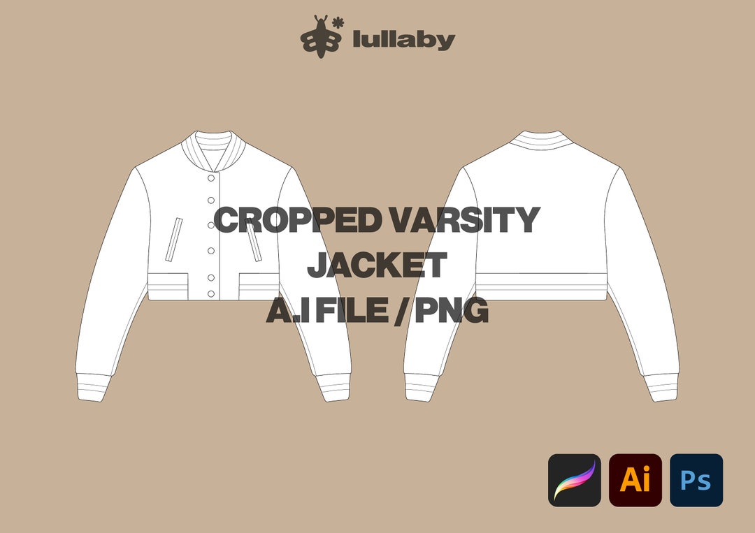 Vector Cropped Varsity Jacket Template Jacket Mockup Illustrator ...