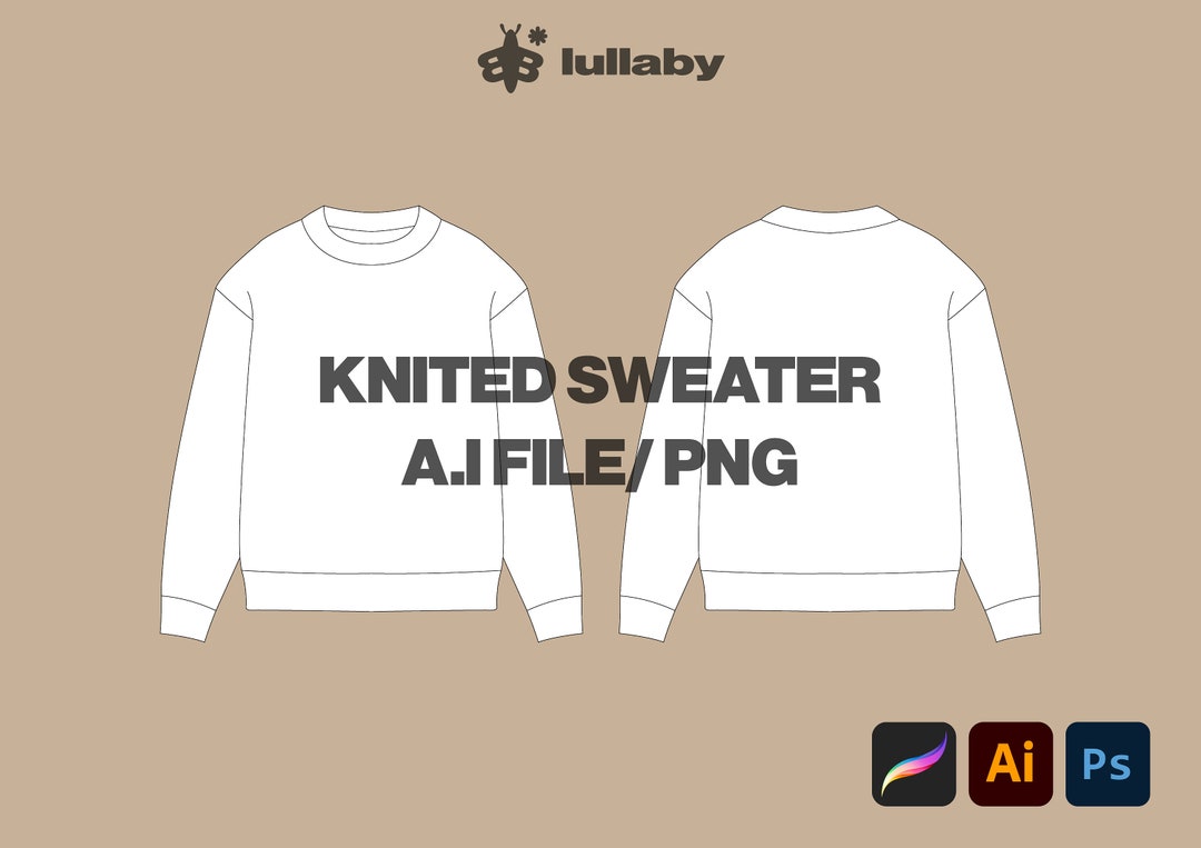 Knit Sweater Streetwear Mockup Vector Template Tech Pack Custom Blank ...